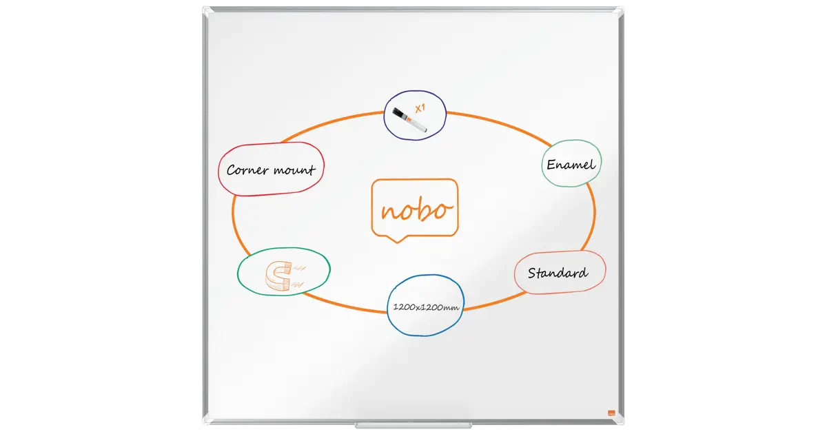 Nobo Premium Plus Steel Magnetic Whiteboard 1200x1200mm | NOBO