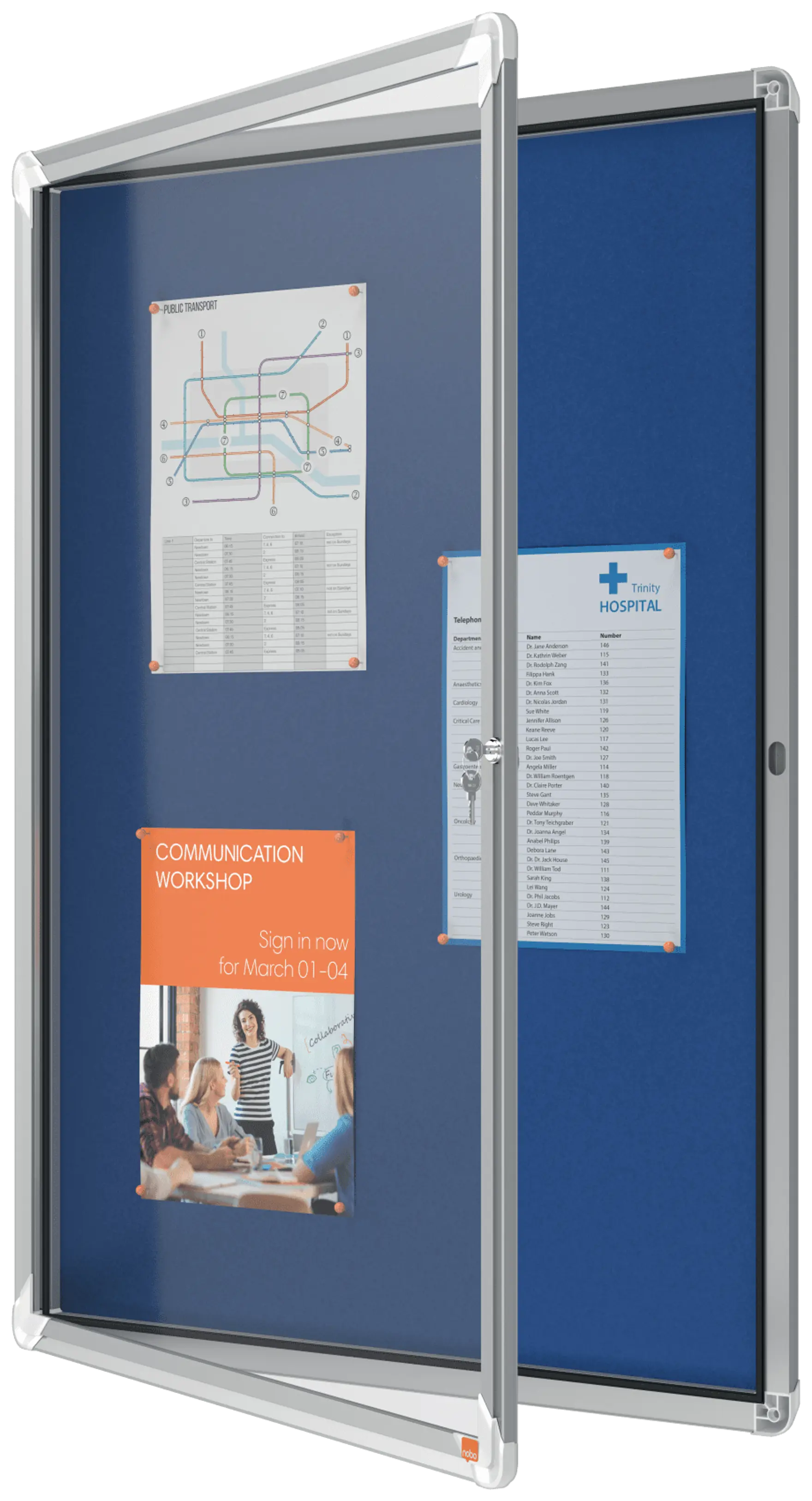 Nobo Premium Plus Felt Lockable Notice Board 9xA4 | NOBO