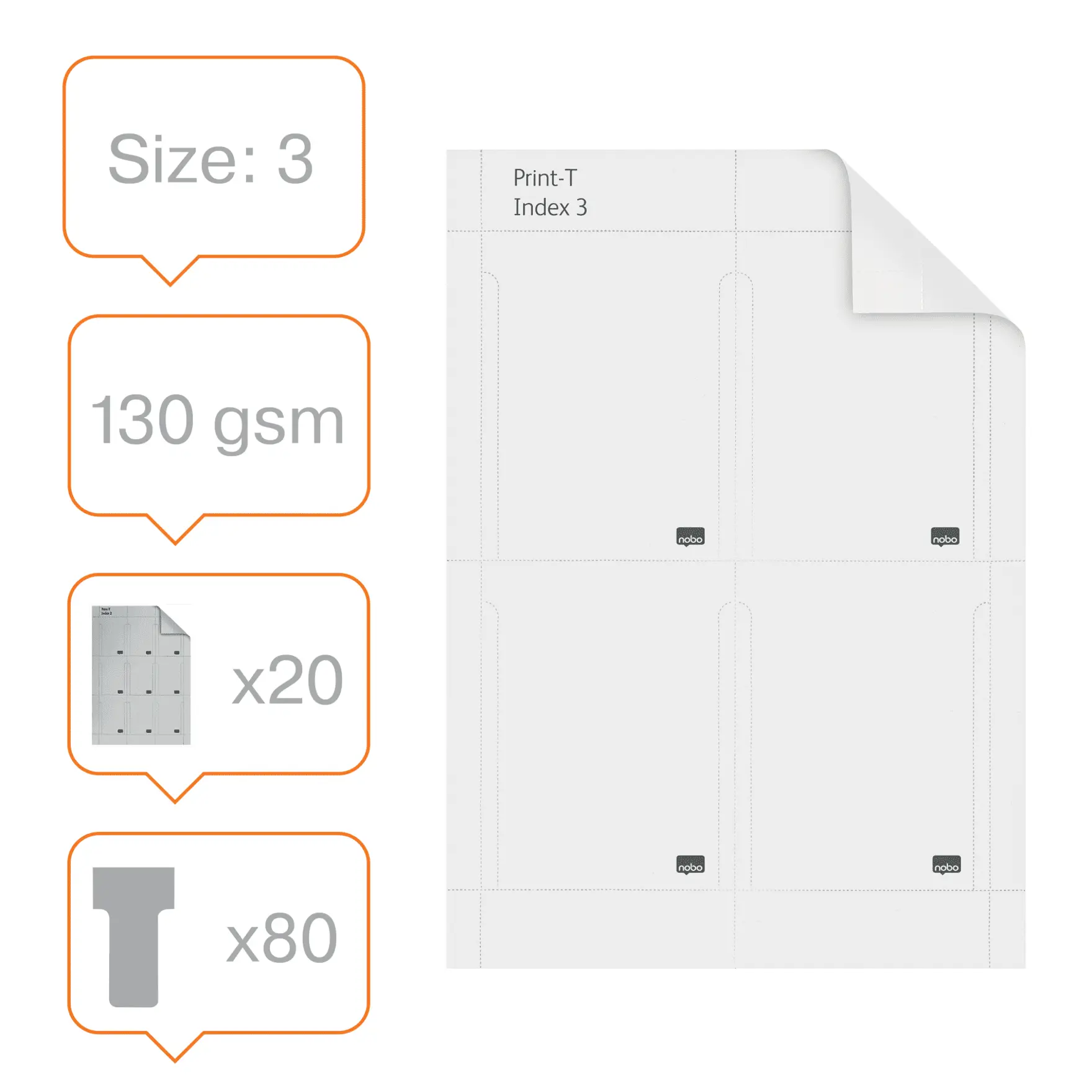 Nobo T-Card Printable Planning Cards - Size 3 | NOBO