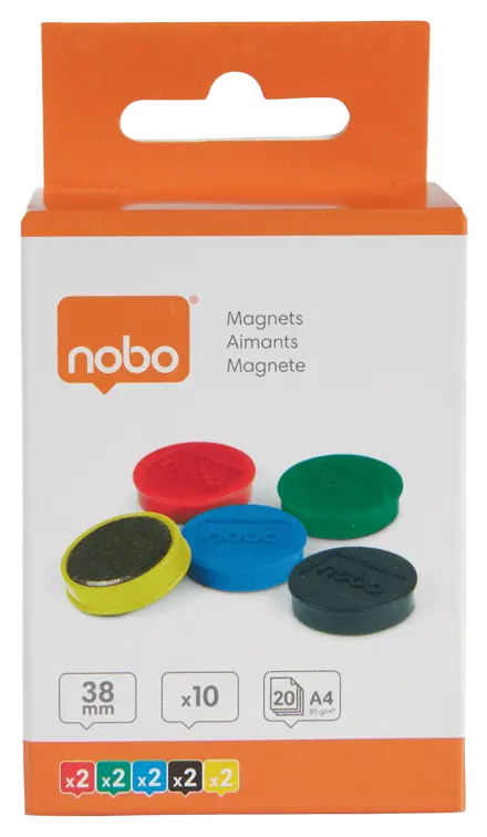 Nobo Magnetic Whiteboard Magnets 10 pack 38mm Coloured Magnets | NOBO