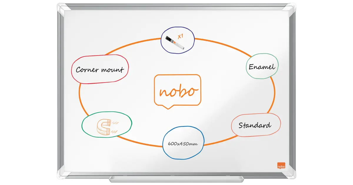 Nobo Premium Plus Enamel Magnetic Whiteboard 600x450mm | NOBO