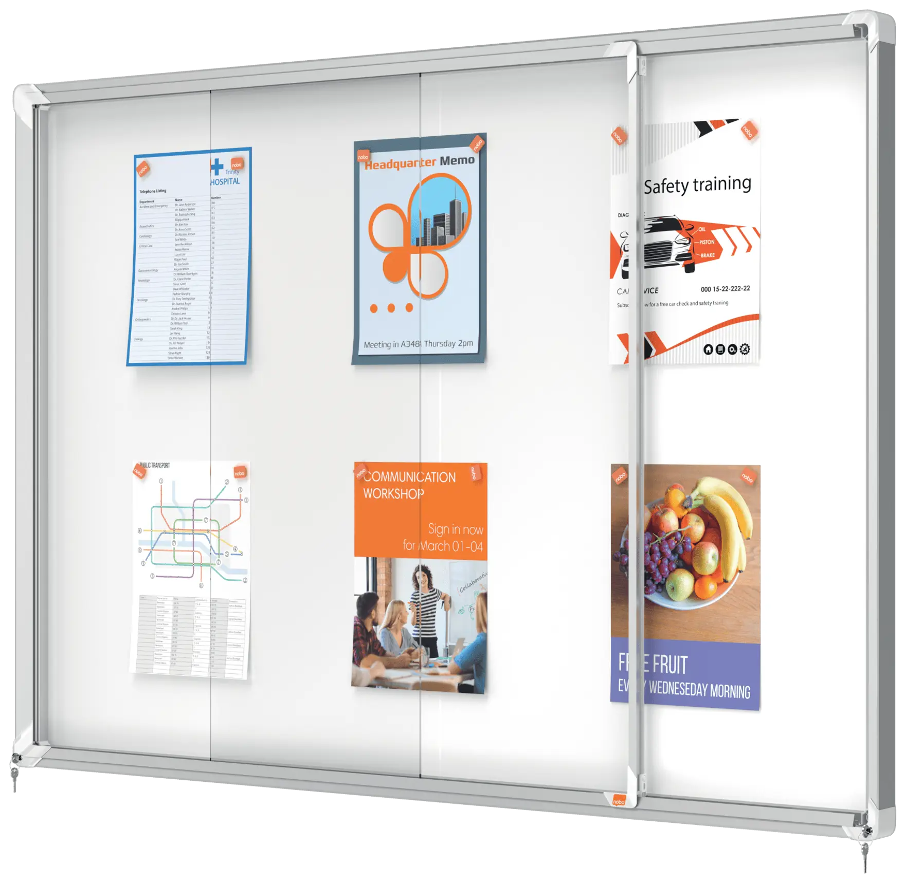 Nobo Premium Plus Magnetic Lockable Notice Board 18xA4 | NOBO