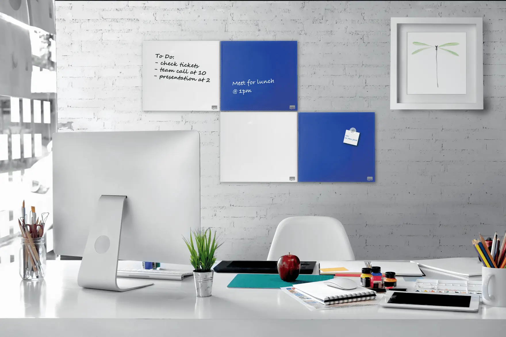Nobo Small Magnetic Glass Whiteboard Tile 450x450mm | NOBO