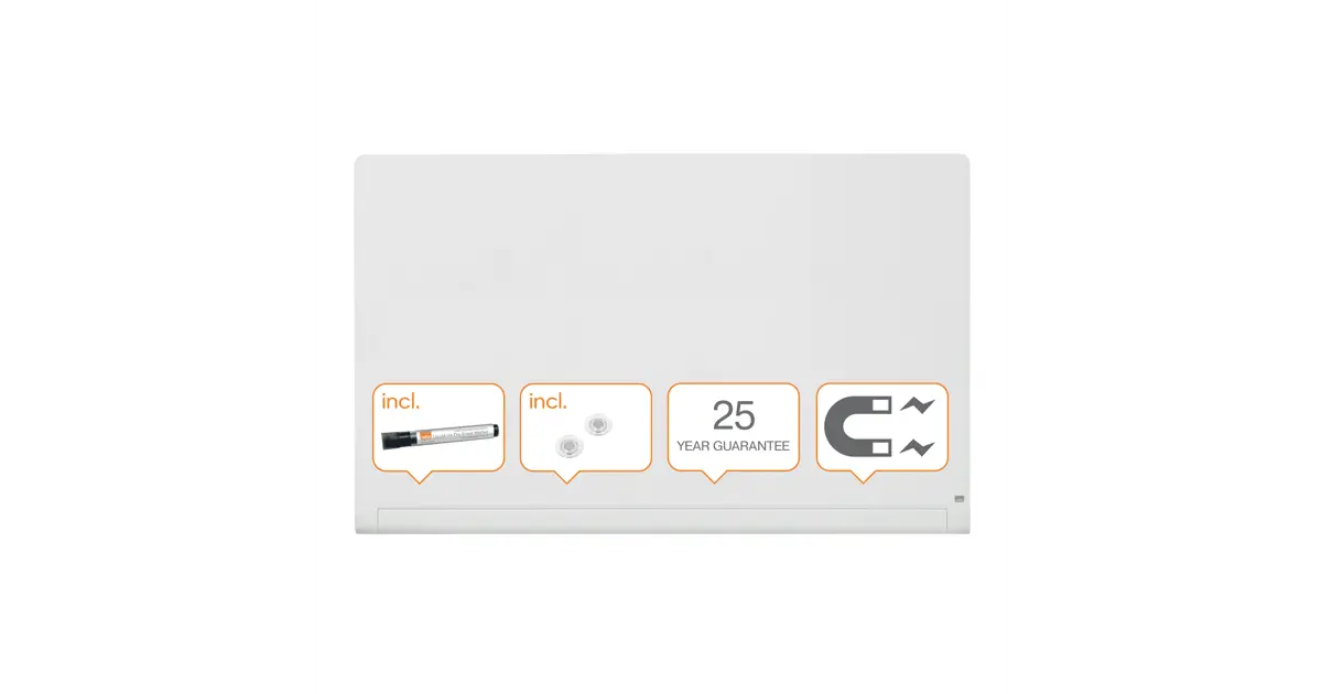 Nobo Impression Pro Glass Magnetic Whiteboard concealed pen tray ...